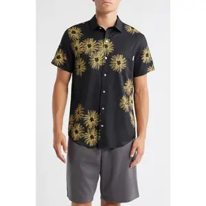 MAVRANS Palm Weekend Short Sleeve Button-up Shirt - Black