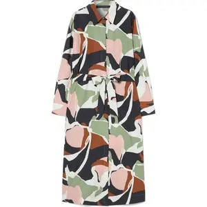 Marina Rinaldi Emanuel Abstract-print Shirtdress - Coral/green/white Multi