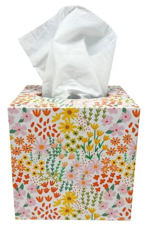 MARIPOSA Botanical Tissue Box Cover - White Multi