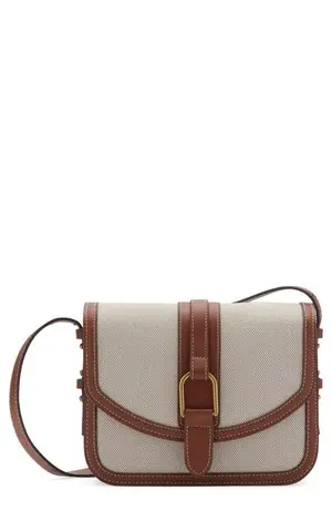 Mango Contrast Canvas & Faux Crossbody Bag - Leather