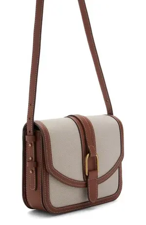 Mango Contrast Canvas & Faux Crossbody Bag
