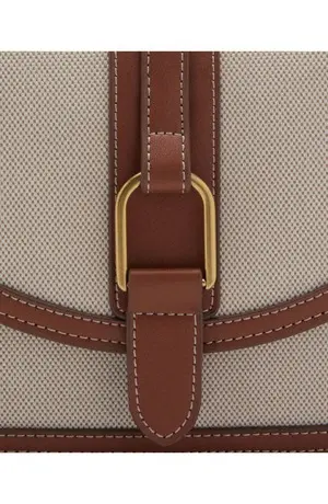 Mango Contrast Canvas & Faux Crossbody Bag