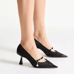 JIMMY CHOO Aren Pump 65 Spazzolato And Heart Mesh Pumps With Pearl Charm