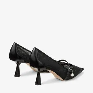 JIMMY CHOO Aren Pump 65 Spazzolato And Heart Mesh Pumps With Pearl Charm