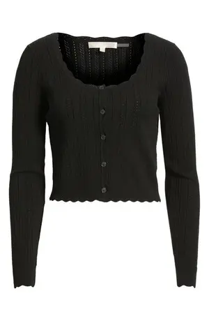 LoveShackFancy Martti Scallop Trim Pointelle Cardigan