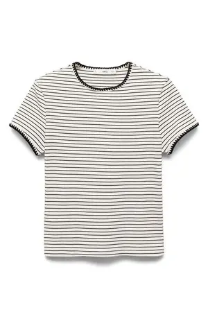 Mango Contrast Stitch Trim T-shirt
