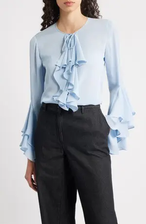 Kobi Halperin Cascading Ruffle Silk Shirt