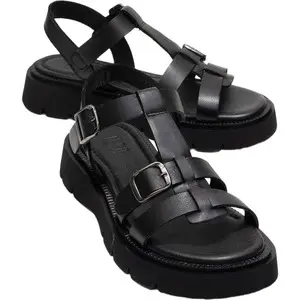 FOREVER & ALWAYS SHOES Melvin Leather Sandals Black Leather