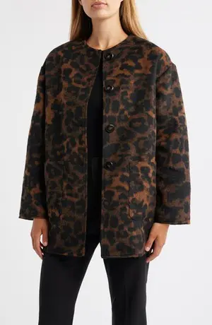 Anne Klein Leopard Print Topper Coat