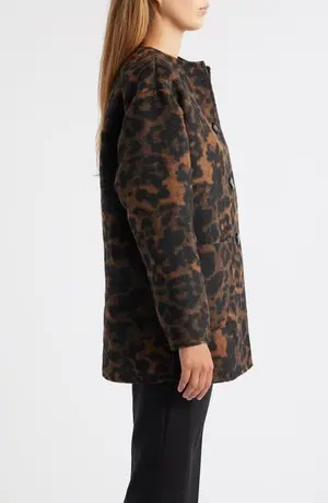 Anne Klein Leopard Print Topper Coat