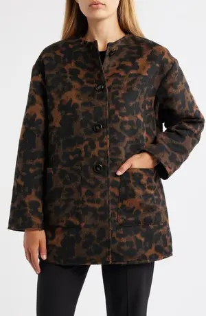 Anne Klein Leopard Print Topper Coat