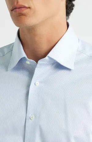 1863 BY ETERNA Luxury Slim Fit Micro Stripe Non-iron Dress Shirt