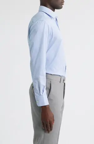 1863 BY ETERNA Luxury Modern Fit Micro Stripe Non-iron Dress Shirt - Blue