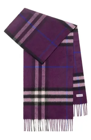 Burberry Giant Check Cashmere Scarf Pansy Purple