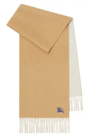Burberry Embroidered Knight Reversible Cashmere Scarf - Sand/neutral