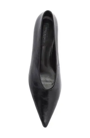 TONY BIANCO Cherry Pointed Toe Kitten Heel Pump - Black Crinkle