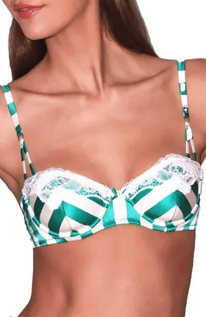 FLEUR DU MAL Eve Riviera Underwire Silk Blend Balconette Bra - Riviera Stripe