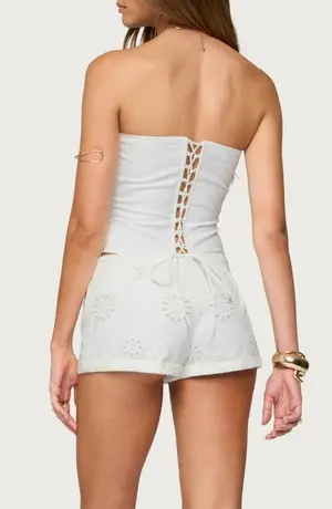 EDIKTED Hadar Strapless Corset Top - White