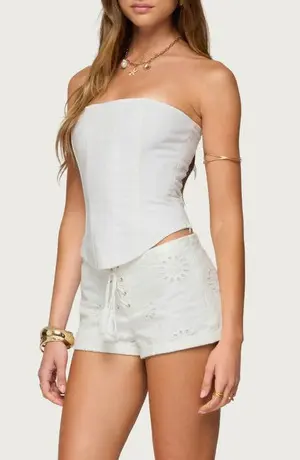 EDIKTED Hadar Strapless Corset Top - White
