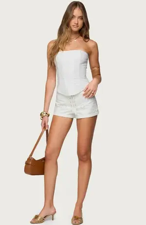 EDIKTED Hadar Strapless Corset Top - White