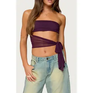 EDIKTED Amaro Strapless Top With Side Tie