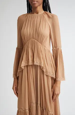 Zimmermann Hypnotic Peplum Long Sleeve Flutter Dress
