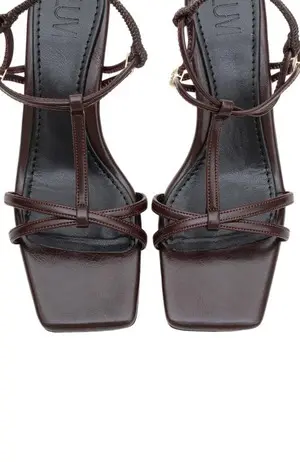 PROLOGUE SHOES Gibson Stiletto Sandals - Burgundy Faux Leather