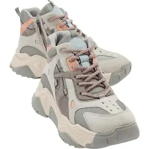 PROLOGUE SHOES Lowel Sneaker Boots Light Grey Faux Leather