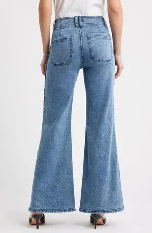 CITY BLUES Side Braid Wide-leg Jeans