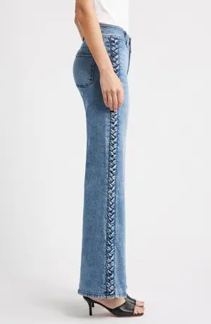CITY BLUES Side Braid Wide-leg Jeans