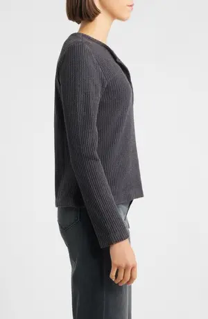 CITY BLUES Thermal Knit Henley - Washed Black