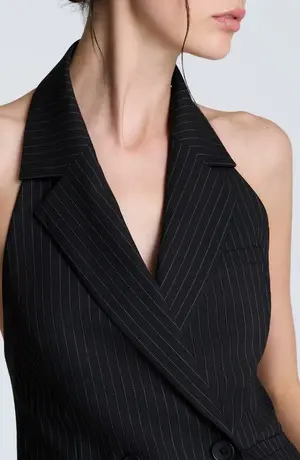 KENNETH COLE Pinstripe Double-breasted Halter Vest