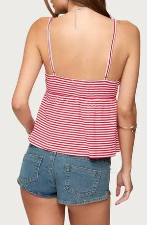 EDIKTED Orietta Stripe Babydoll Camisole - Red