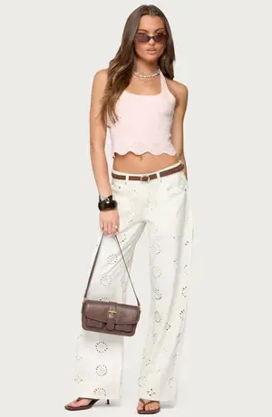 EDIKTED Jazmyn Scallop Halter Top