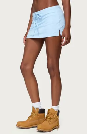 EDIKTED Stretch Cotton Micro Skort - Light-blue