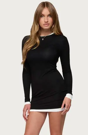 EDIKTED Norah Long Sleeve Minidress