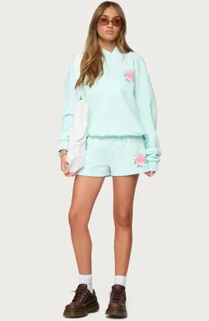 EDIKTED Beach Bloom Hoodie - Mint