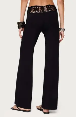 EDIKTED Kirsty Crochet Waist Pants - Black