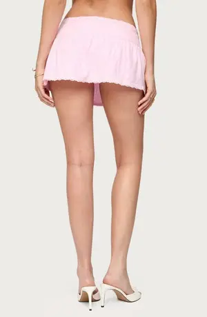 EDIKTED Cotton & Linen Miniskort - Light-pink