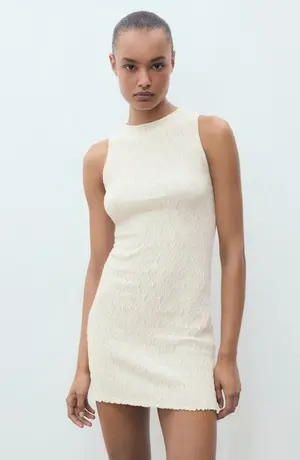 Mango Sleeveless Textured Knit Midi Dress