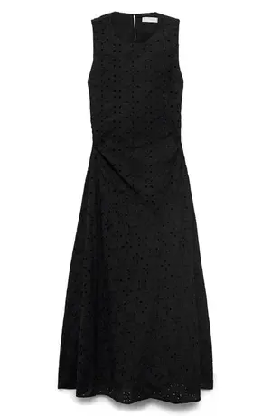 Mango Eyelet Sleeveless Midi Dress