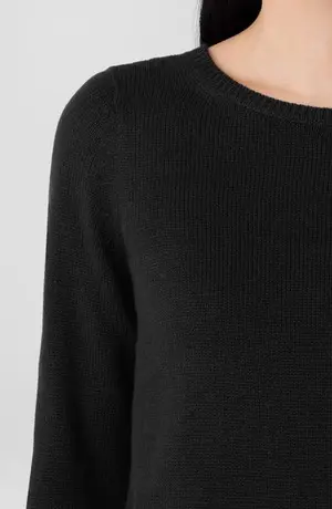 Eileen Fisher Bateau Neck Cotton Blend Sweater - Black