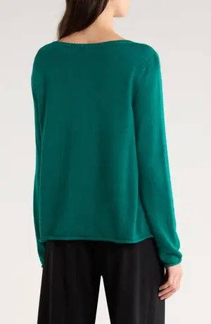 Eileen Fisher Bateau Neck Cotton Blend Sweater - Rainforest