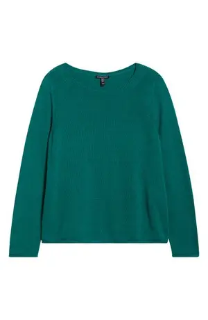 Eileen Fisher Bateau Neck Cotton Blend Sweater - Rainforest