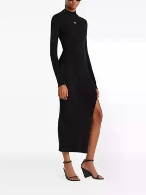 COURREGES Ribbed Button-detailed Dress