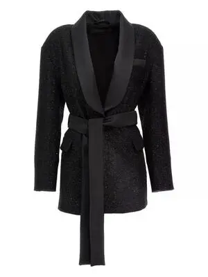 Max Mara Sequin-embellished Blazer With Shawl Collar