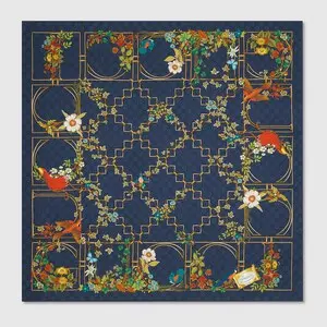 Gucci Printed Silk Twill Carré Silk - Blue