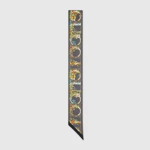 Gucci Printed Silk Twill Ribbon Silk - Black