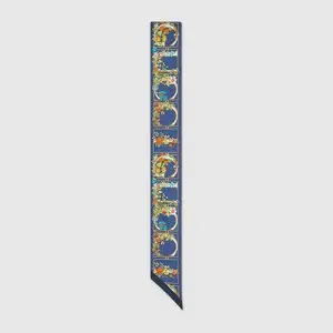 Gucci Printed Silk Twill Ribbon Silk - Blue