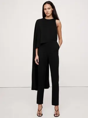 Banana Republic Crepe Cape-shoulder Jumpsuit - Black